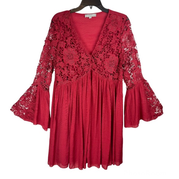 J Gee | Dresses | J Gee Babydoll Lace Crochet Tunic Mini Dress Sz Large ...